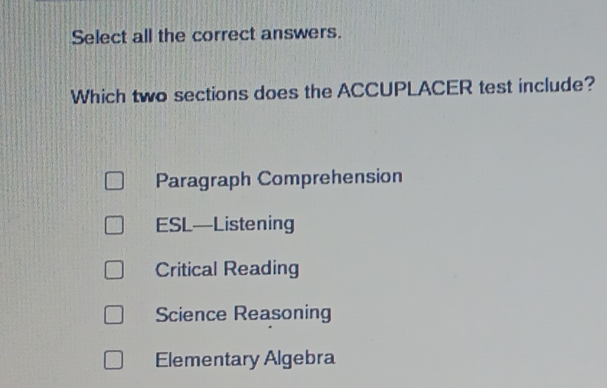 Solved: Select all the correct answers. Which two sections does the ...
