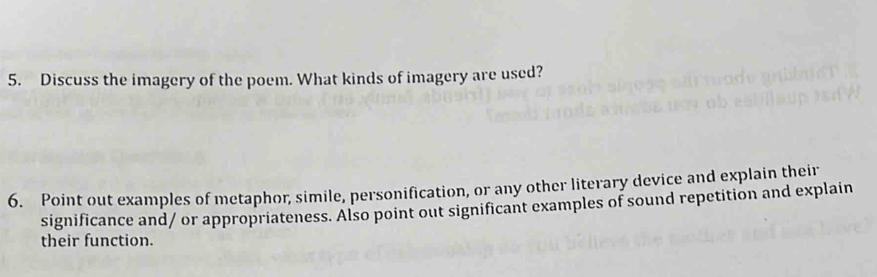 Solved: Discuss the imagery of the poem. What kinds of imagery are used ...