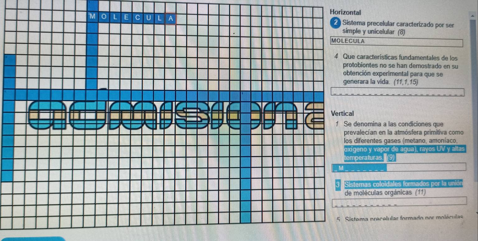 Resuelto:Horizontal E C U L A 2 Sistema precelular caracterizado por ...