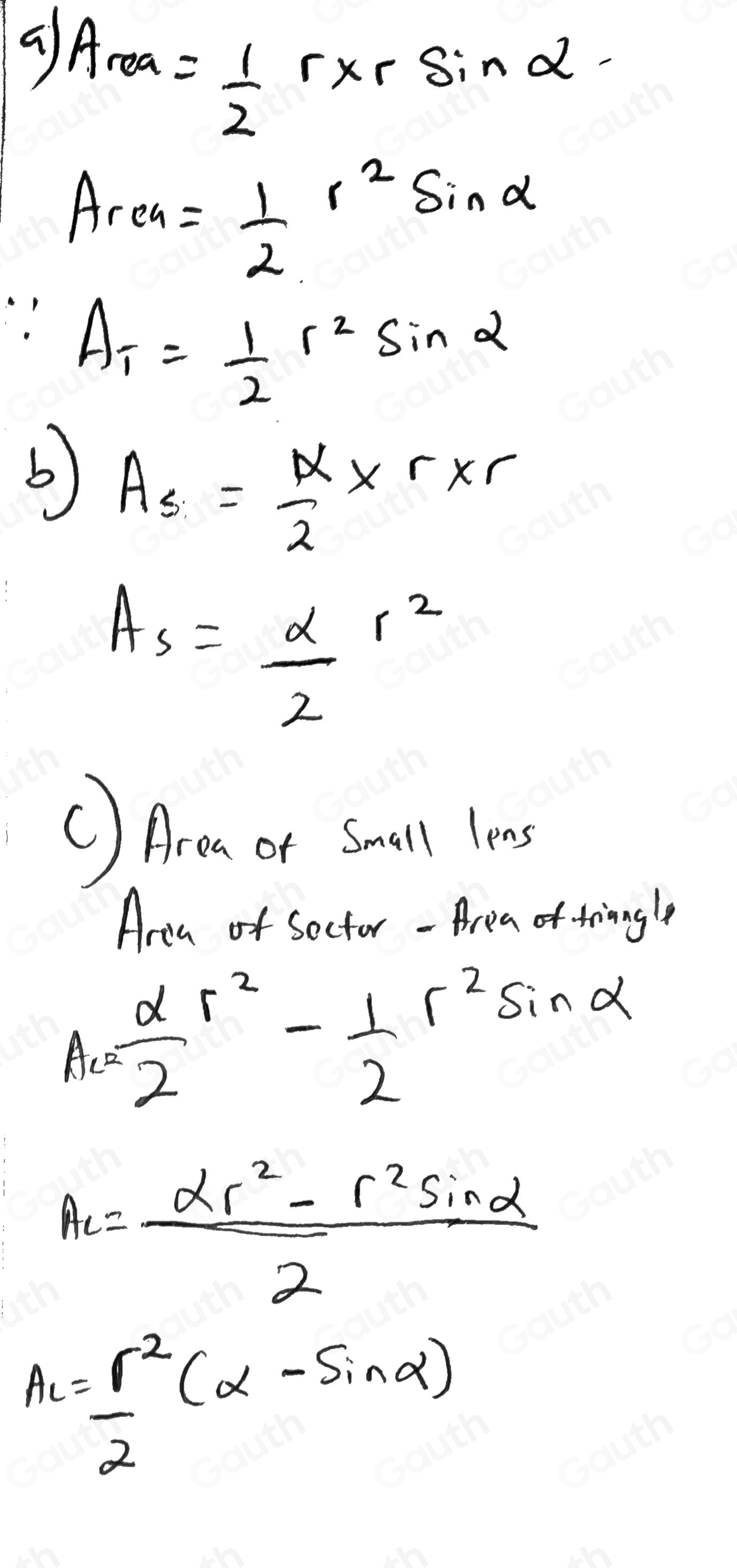 Solved: Let α be the central angle (in radians) in a circle of radius r ...
