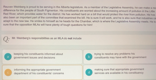 Solved: Reuven Weinberg is proud to be serving in the Alberta ...