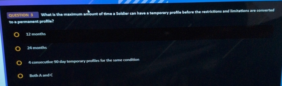 Solved: What is the maximum amount of time a Soldier can have a ...