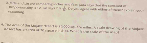 Jada and Lin are comparing inches and feet. Jada says that the constant ...