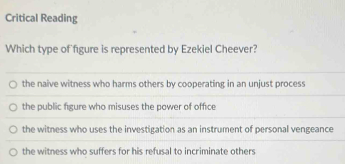 Solved: Critical Reading Which type of figure is represented by Ezekiel ...
