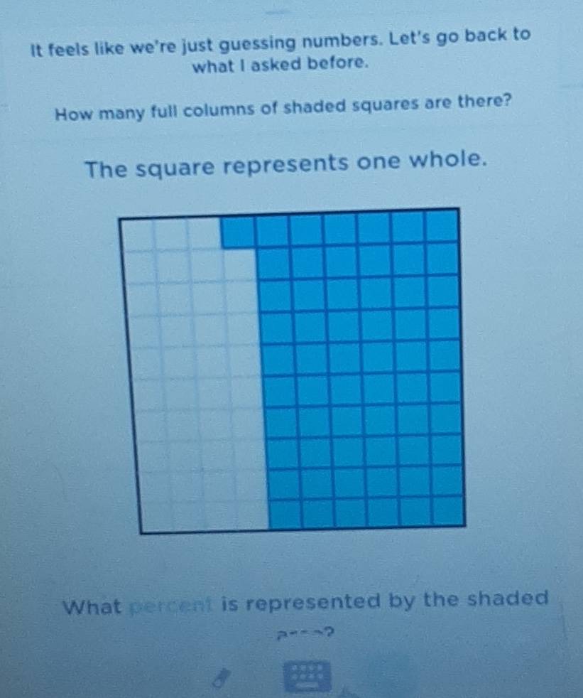Solved: It feels like we're just guessing numbers. Let's go back to ...