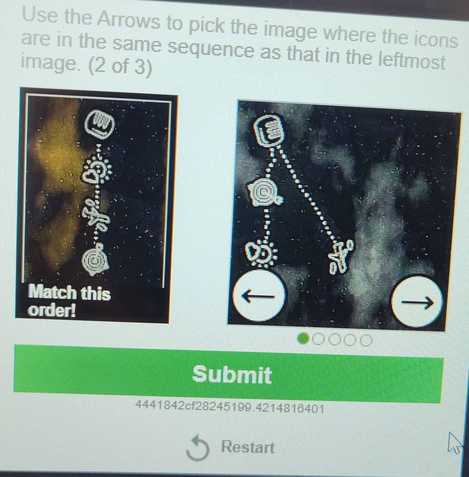 Solved: Use the Arrows to pick the image where the icons are in the same sequence as that in the ...