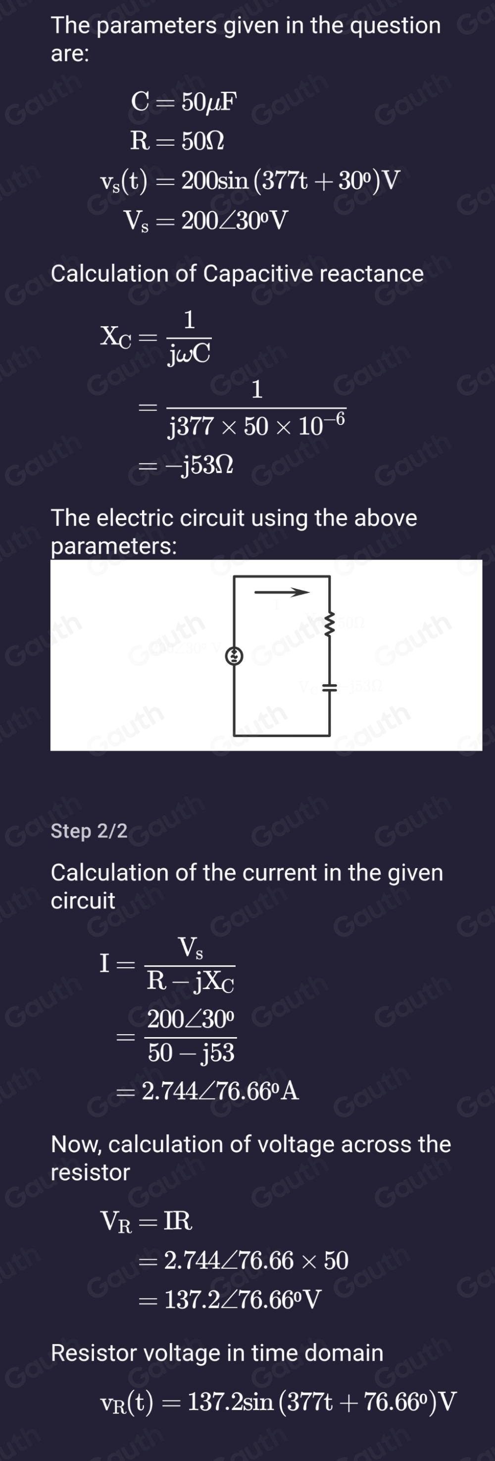 Solved: A 50 microfarad capacitor is connected in series with a 50-ohm ...