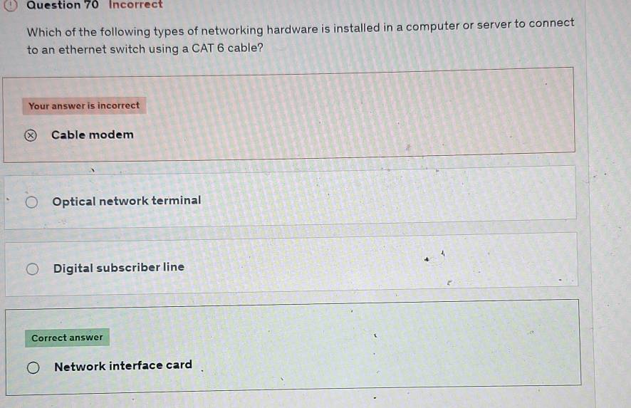 Solved: Incorrect Which of the following types of networking hardware ...