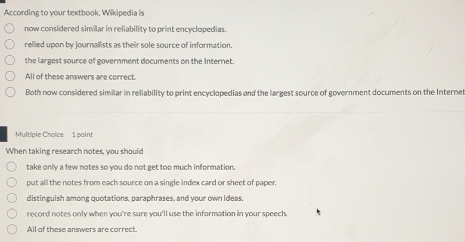 Solved: According to your textbook, Wikipedia is now considered similar ...