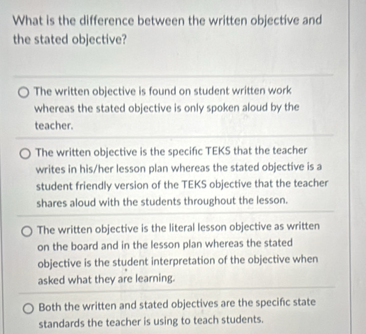 Solved: What is the difference between the written objective and the ...