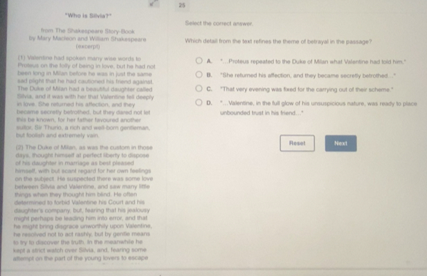 Solved: 25 "Who is Silvia?" Select the correct answer. from The ...