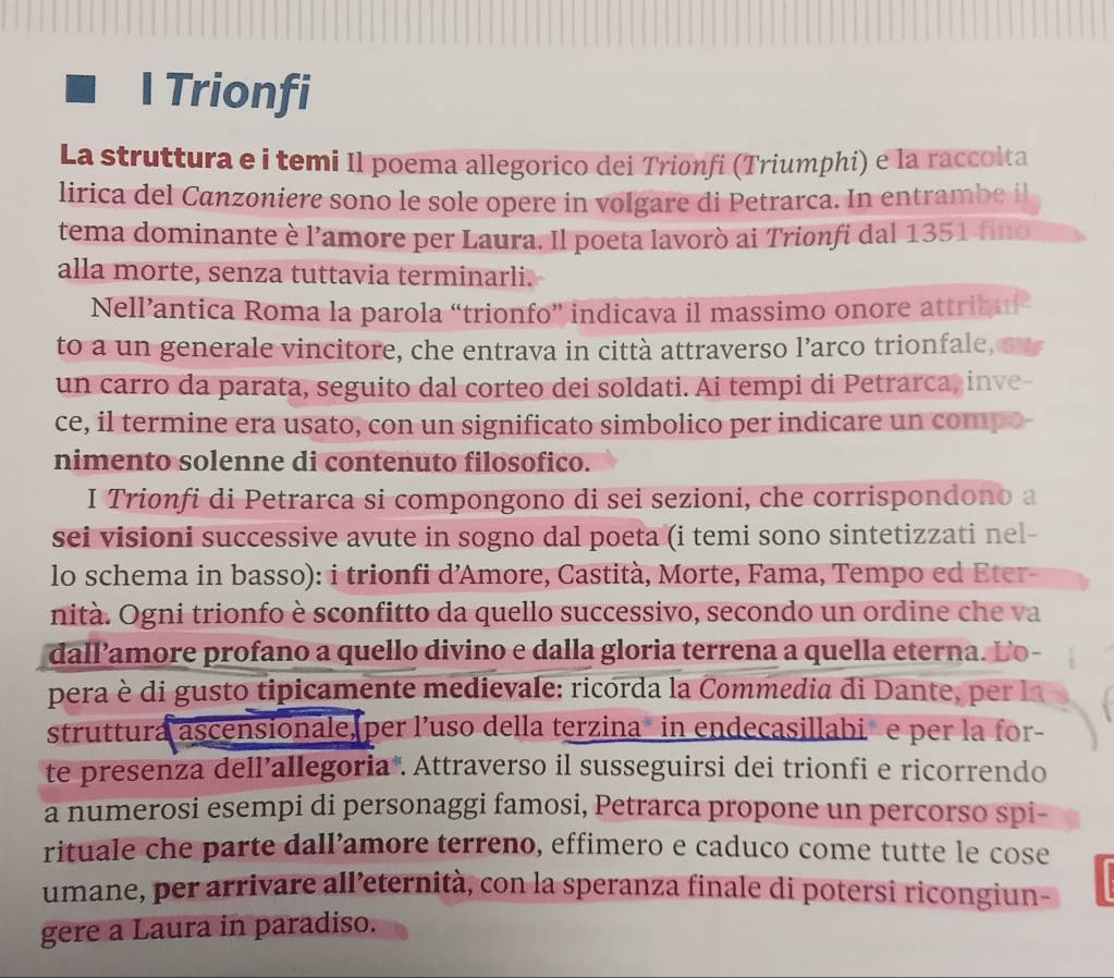 Risolto:Trionfi La struttura e i temi Il poema allegorico dei Trionfi ...