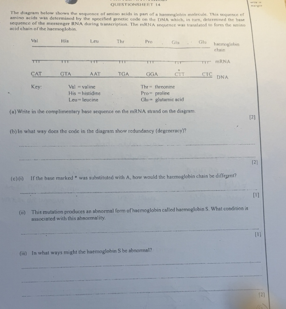 Solved: QUESTIONSHEET 14 margin The diagram below shows the sequence of ...