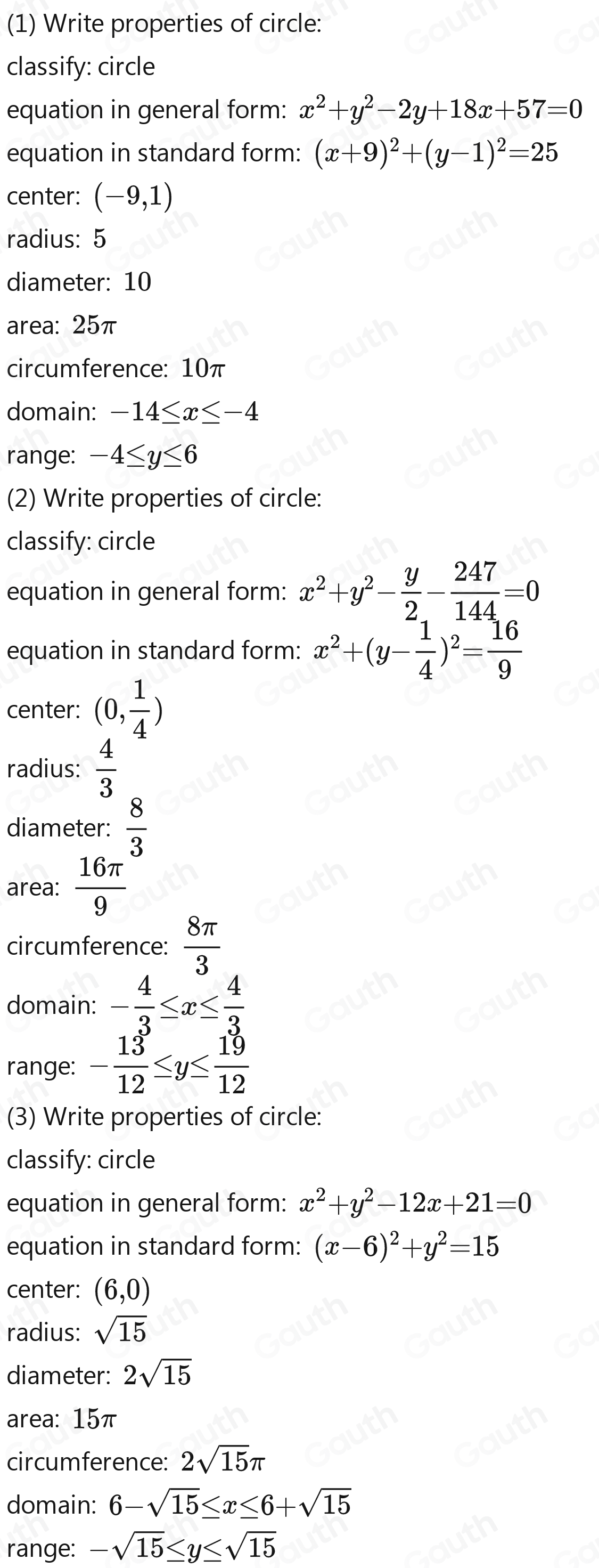 Solved: Example 2: Given the standard form of the equation, find the ...