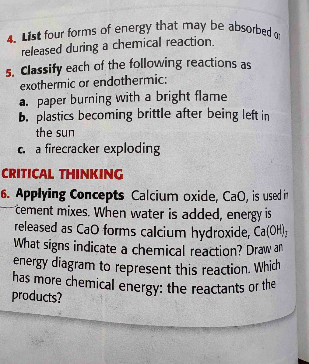 Solved: List four forms of energy that may be absorbed or released ...
