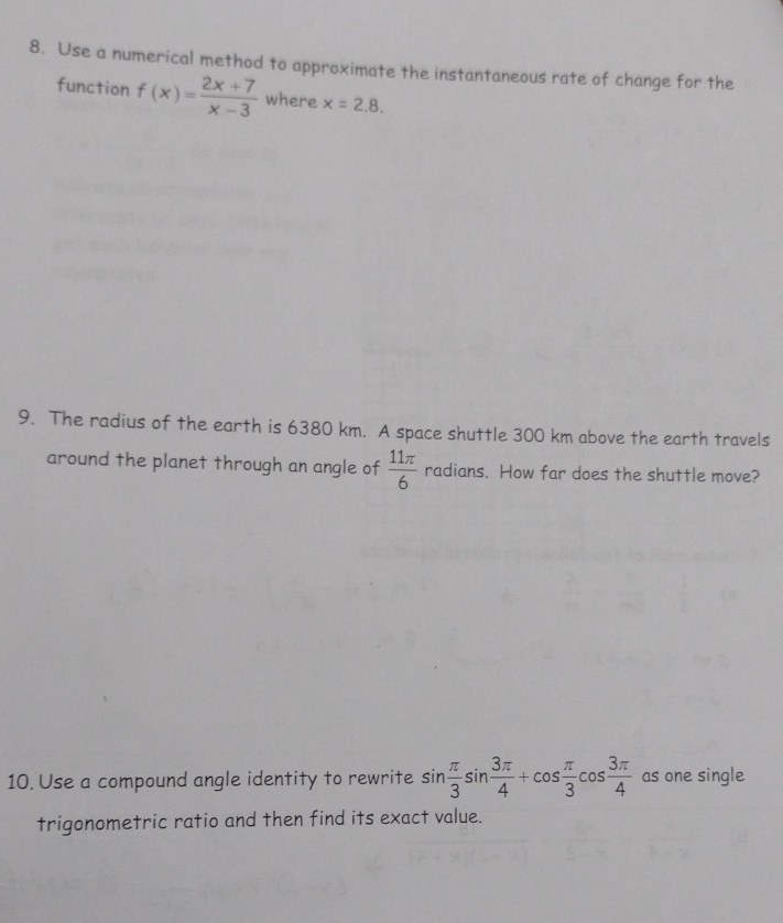 Solved: Use a numerical method to approximate the instantaneous rate of ...