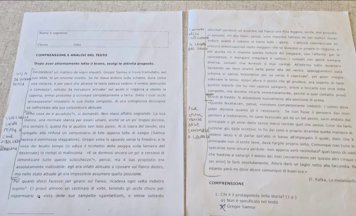 Risolto:allorchéó cominció ad avvertire nel fianco una fitta leggera ...