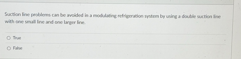 Solved: Suction line problems can be avoided in a modulating ...