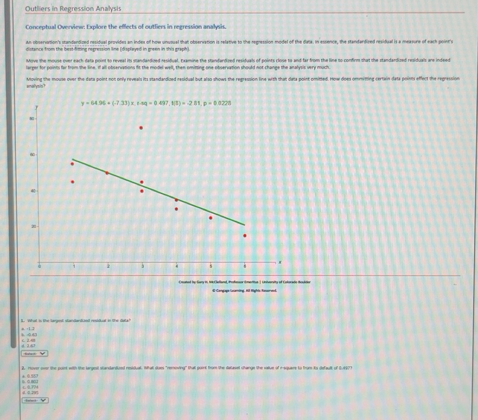 Solved: Outliers in Regression Analysis Conceptual Overview: Explore ...
