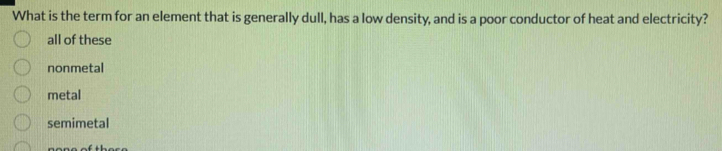 Solved: What is the term for an element that is generally dull, has a ...