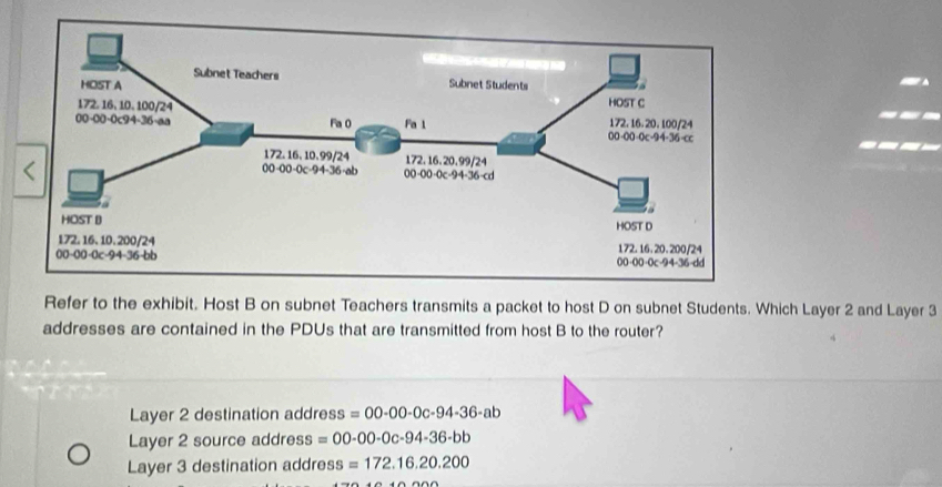Solved: Refer to the exhibit. Host B on subnet Teachers transmits a ... Solved: Refer to the exhibit. Host B on subnet Teachers transmits a ...