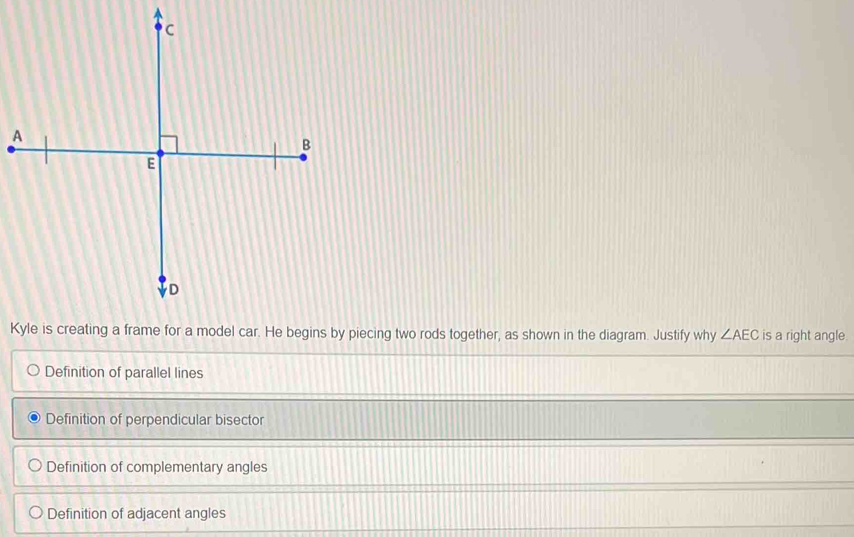 Solved: A Kyle is creating a frame for a model car. He begins by ...