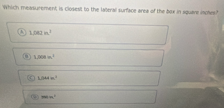 Solved: Which measurement is closest to the lateral surface area of the ...