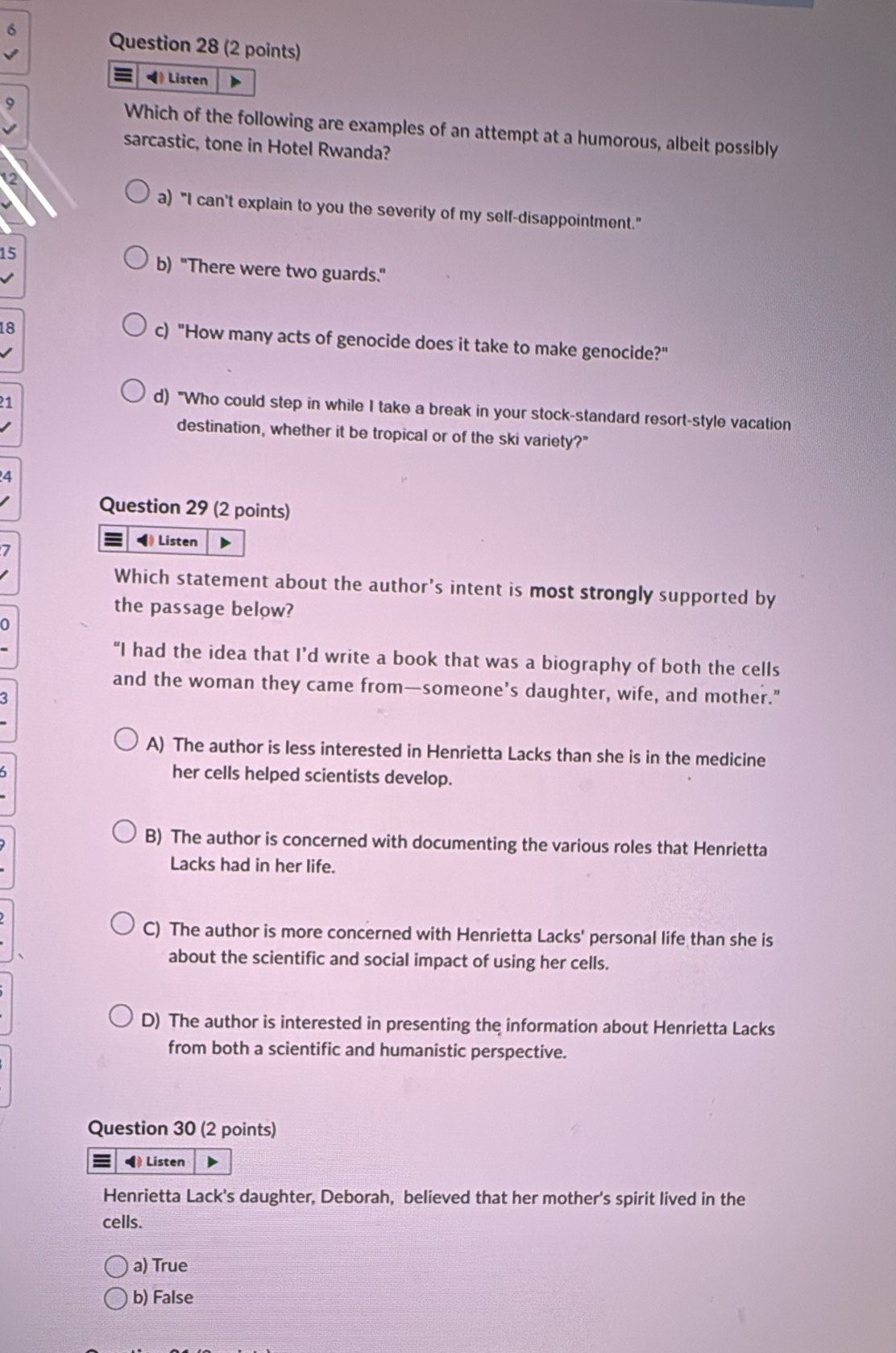 Solved: 》 Listen Which of the following are examples of an attempt at a ...