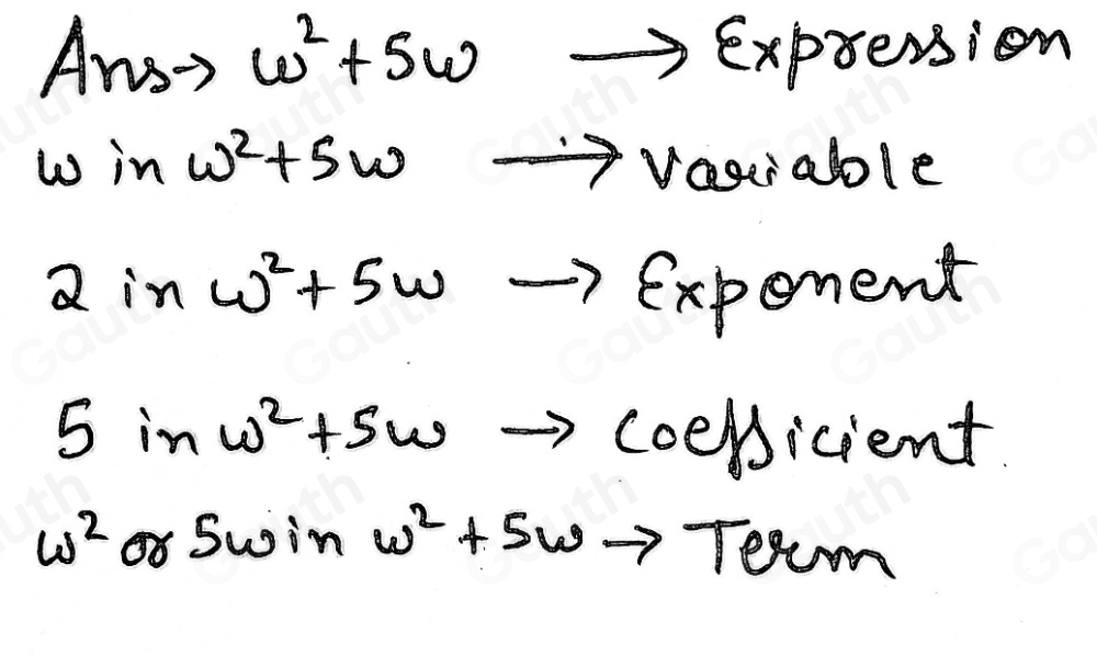 Solved: Expressions: Tutorial Match the math vocabulary to parts of the ...