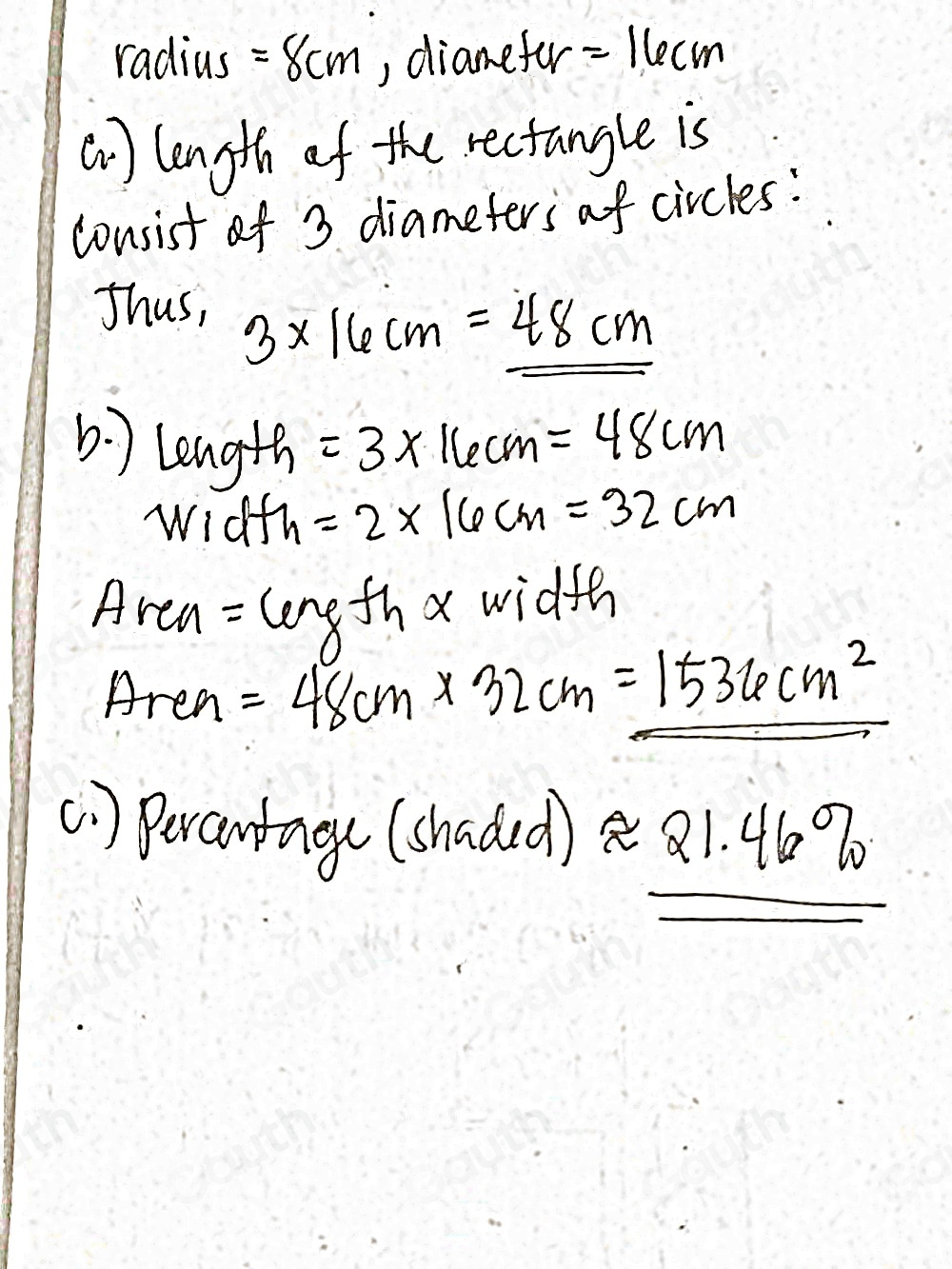 Solved: The diagram shows a rectangle with 6 congruent circles inside ...