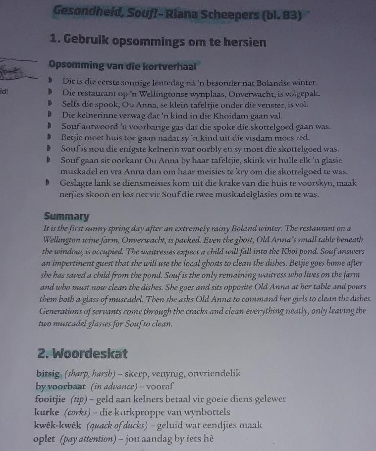 Solved: Gesondheid, Souf!- Riana Scheepers (bl. 83) 1. Gebruik ...