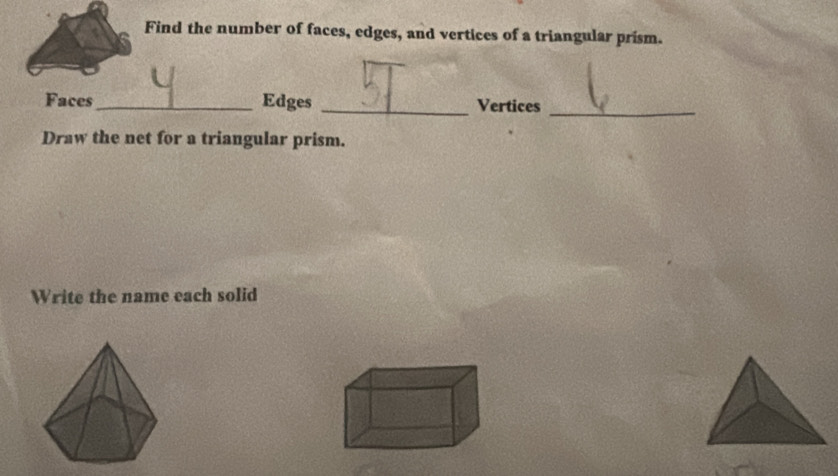Solved: Find the number of faces, edges, and vertices of a triangular ...