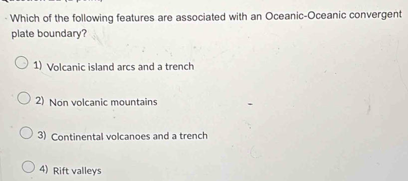 Solved: Which of the following features are associated with an Oceanic ...