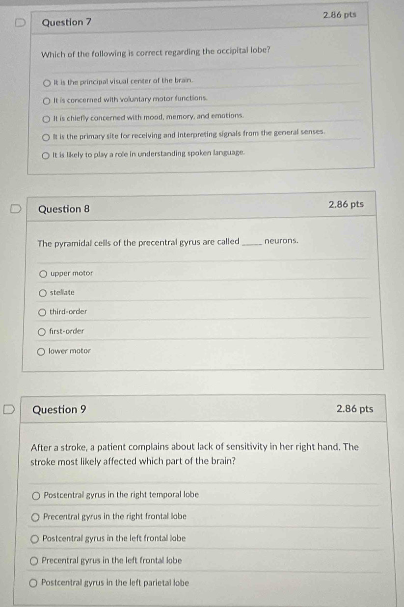 Solved: Which of the following is correct regarding the occipital lobe ...