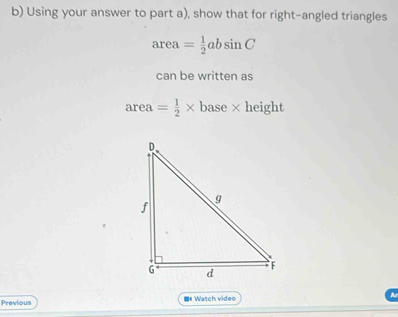 Solved: Using your answer to part a), show that for right-angled ...