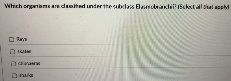 Solved: Which organisms are classified under the subclass ...