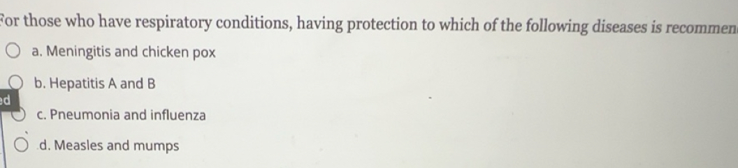 Solved: For those who have respiratory conditions, having protection to ...
