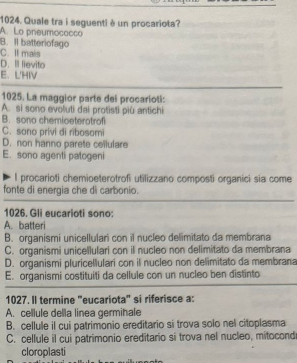 Risolto:Quale tra i seguenti è un procariota? A. Lo pneumococco B. ll ...