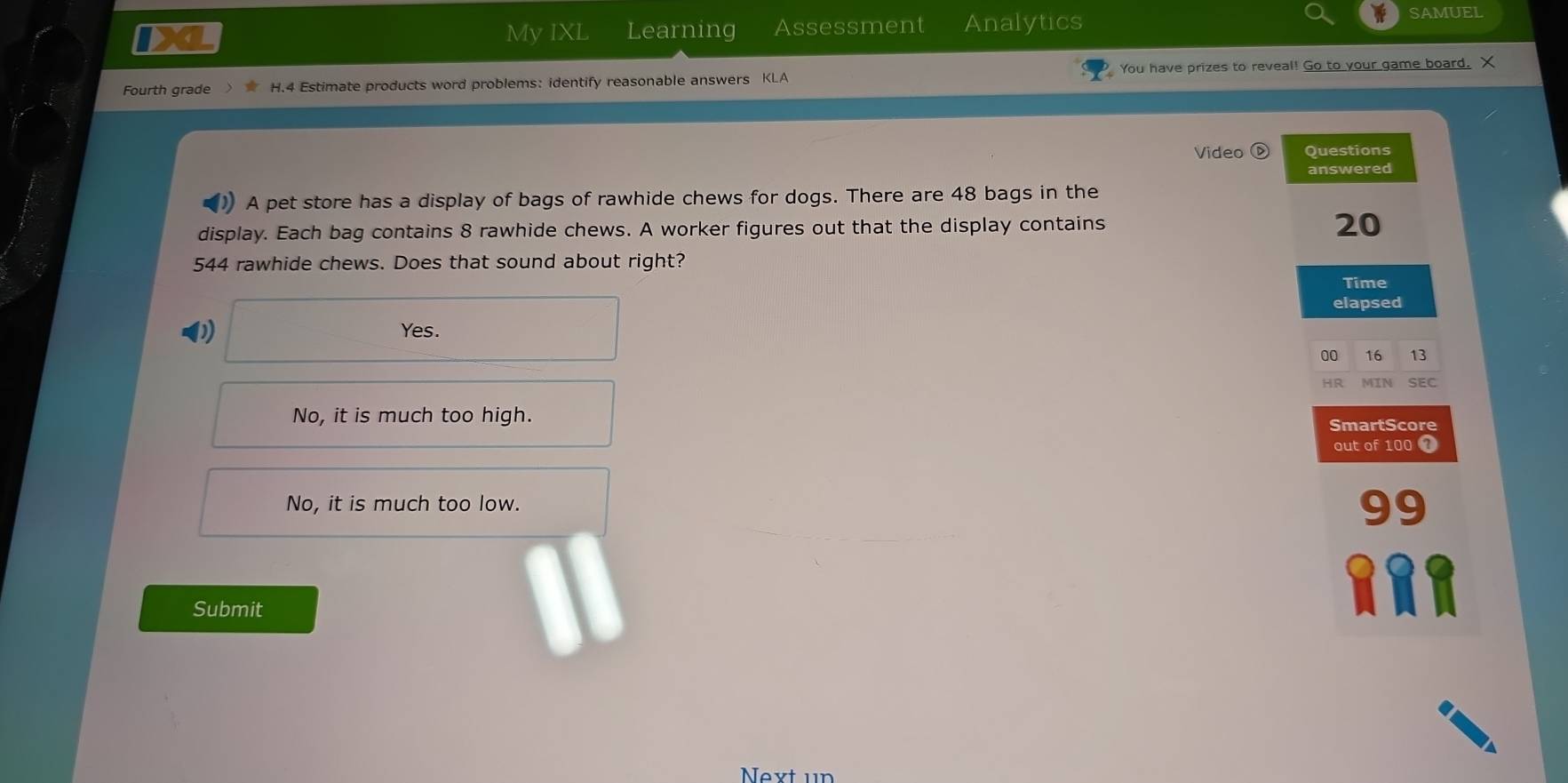 Solved: My IXL Learning Assessment Analytics SAMUEL Fourth grade H.4 ...