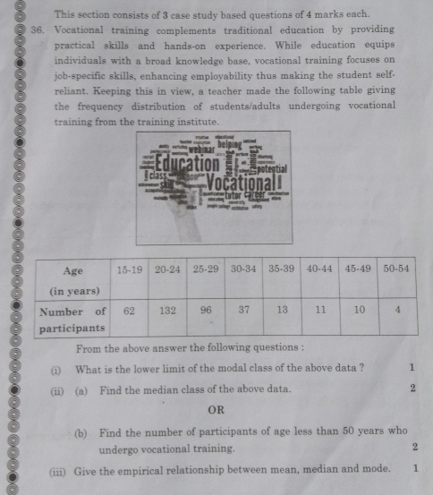 Solved: This section consists of 3 case study based questions of 4 ...