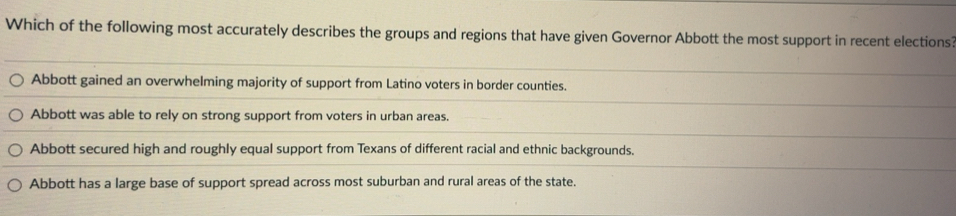 Solved: Which of the following most accurately describes the groups and ...