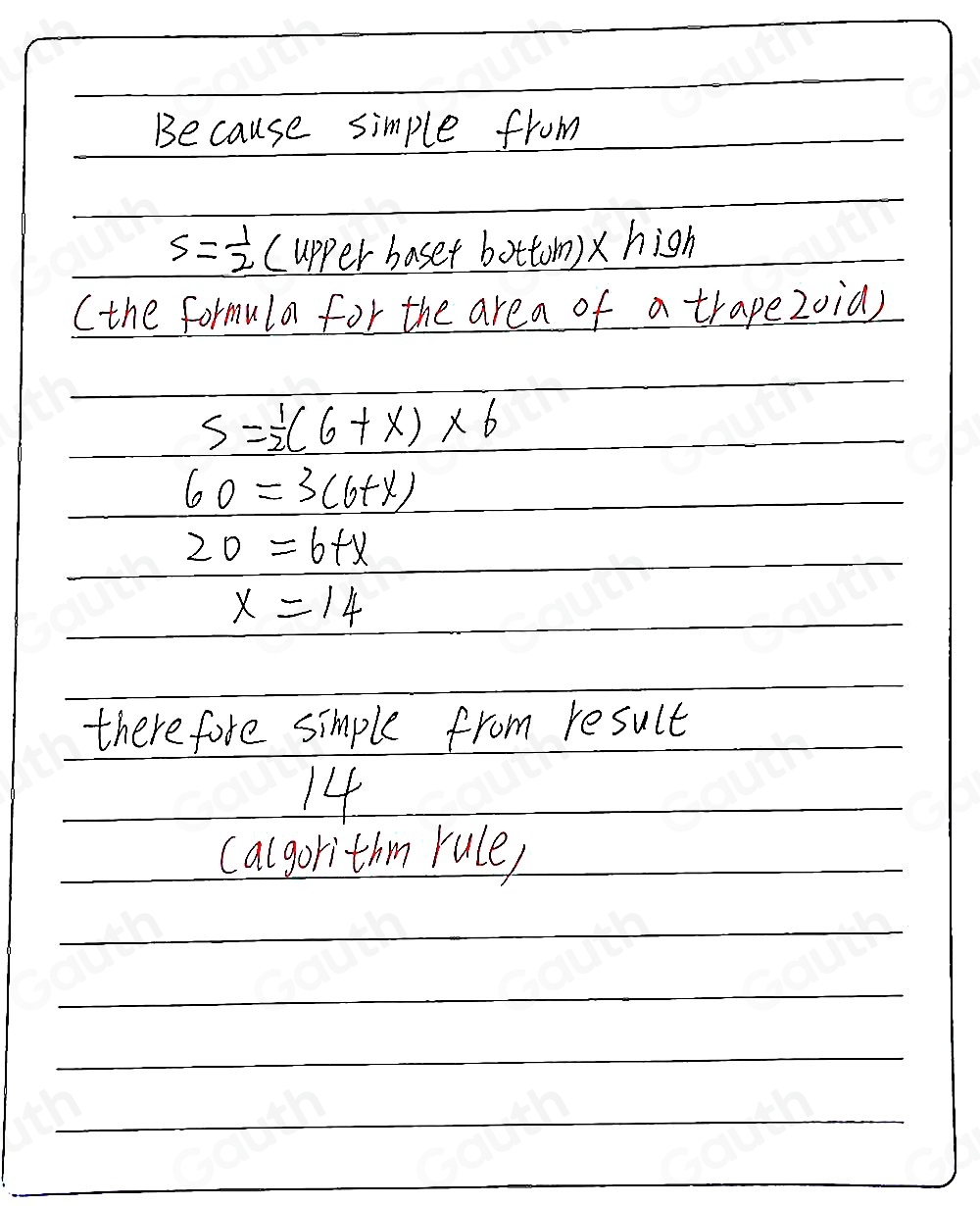 Solved: The diagram below shows a trapezoid and its measurements. The ...