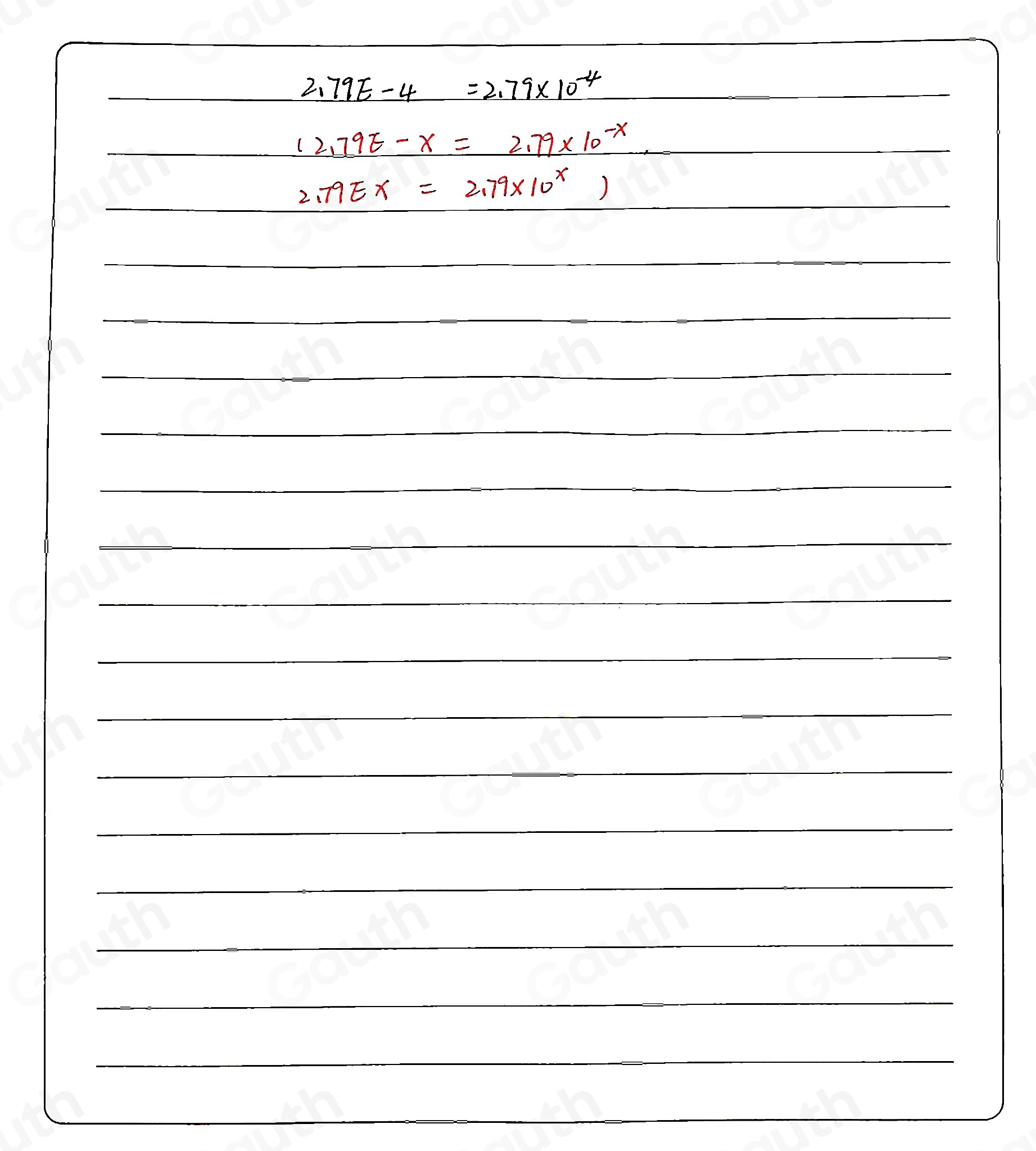 Solved: A calculator displays 2.79E-4. How do you write 2.79E- ∠ 1 in ...