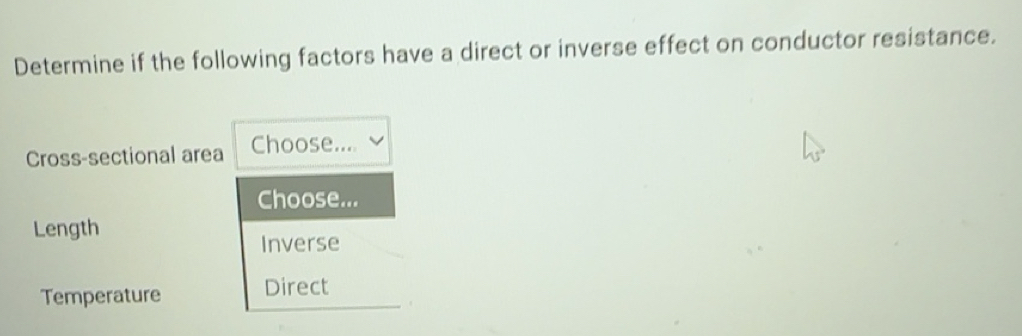 Solved: Determine if the following factors have a direct or inverse ...