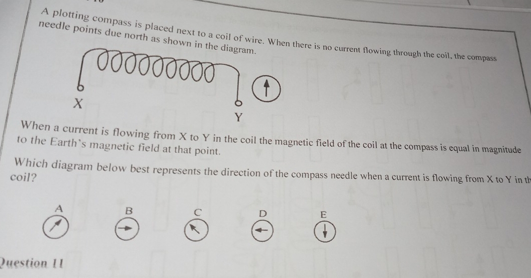 Solved: A plotting compass is placed next to a coil of wire. When there ...