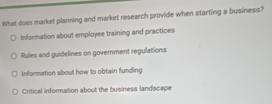 Solved: What does market planning and market research provide when ...