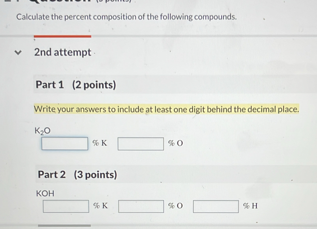 Solved: Calculate the percent composition of the following compounds ...