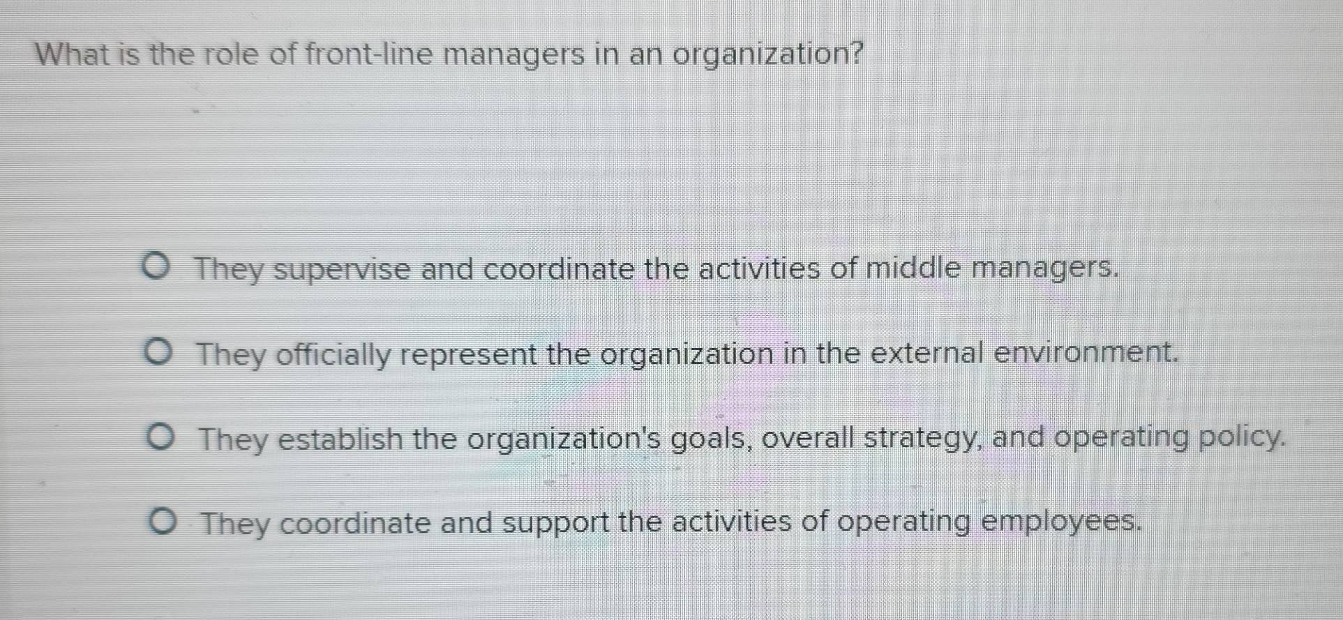 Solved: What is the role of front-line managers in an organization ...