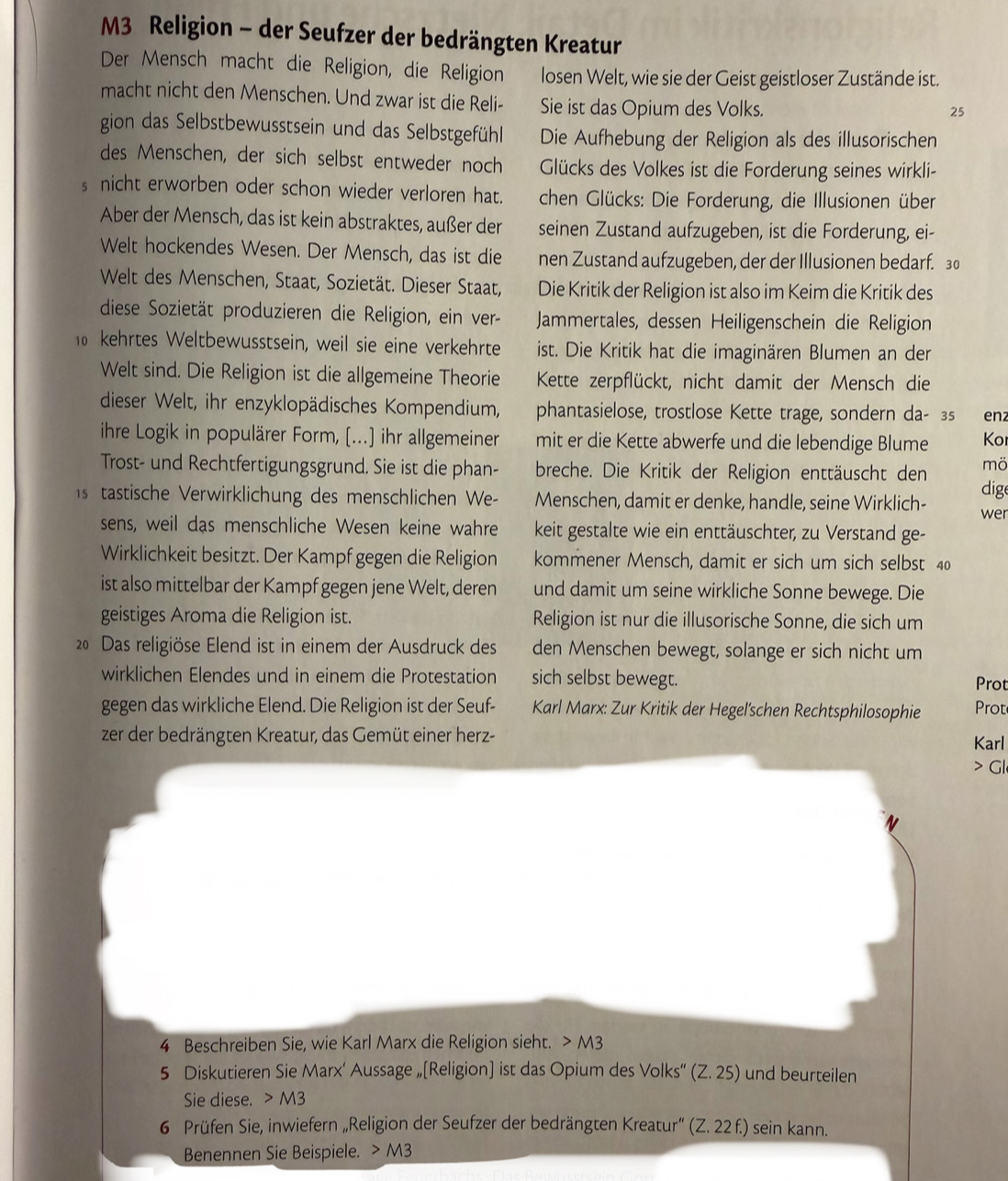 Gelöst:M3 Religion - der Seufzer der bedrängten Kreatur Der Mensch ...