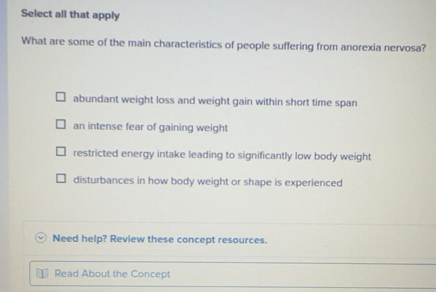 Solved: Select all that apply What are some of the main characteristics ...